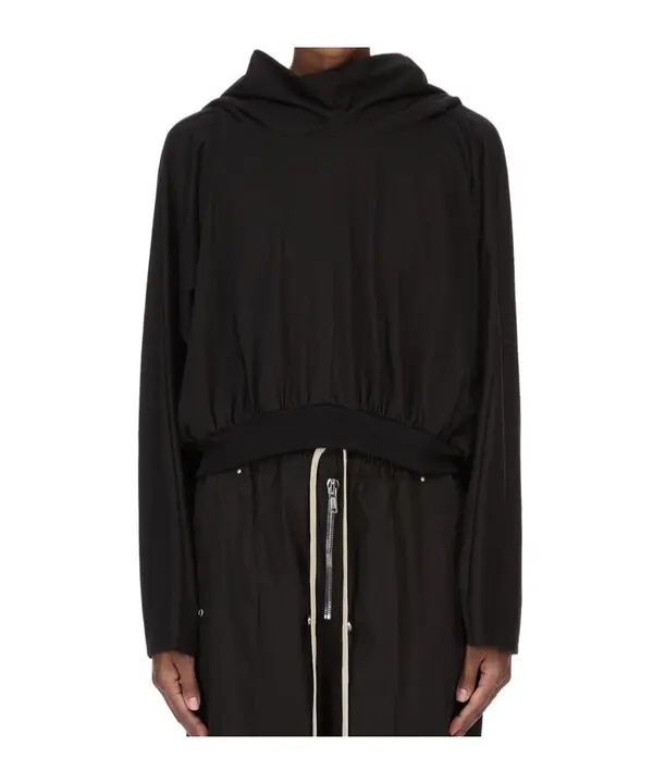 Rick Owens Temple Cropped Hooded Top - Black