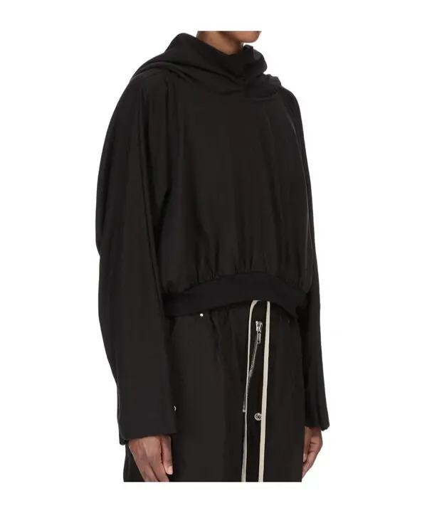 Rick Owens Temple Cropped Hooded Top - Black