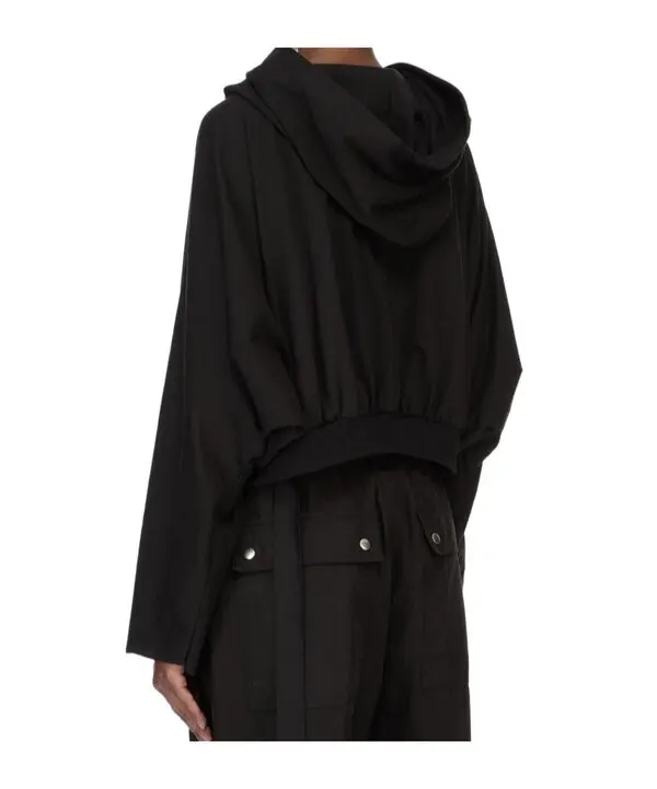 Rick Owens Temple Cropped Hooded Top - Black