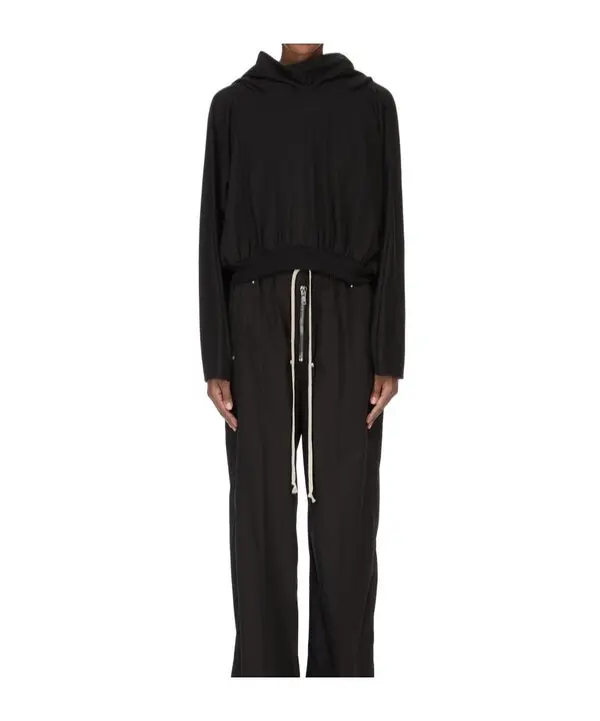 Rick Owens Temple Cropped Hooded Top - Black