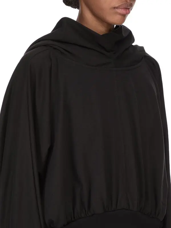 Rick Owens Temple Cropped Hooded Top - Black