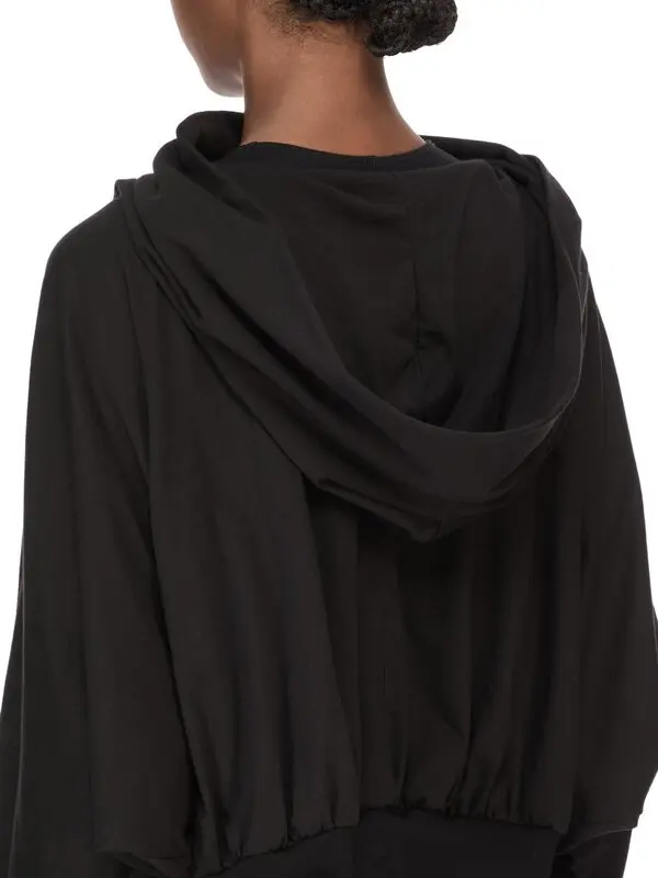 Rick Owens Temple Cropped Hooded Top - Black