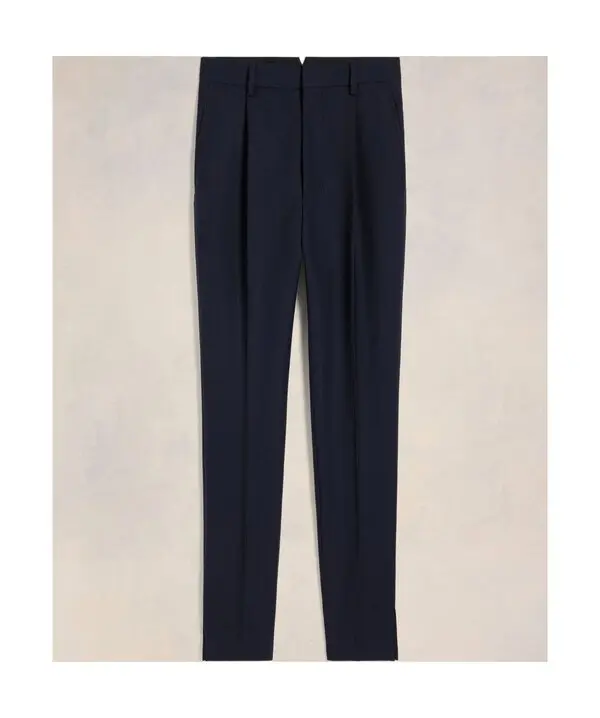 Ami High Waisted Cigarette Trousers - Navy Blue
