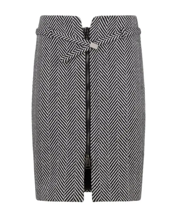 TOM FORD Chevron Pattern Zipped Midi Pencil Skirt - Black