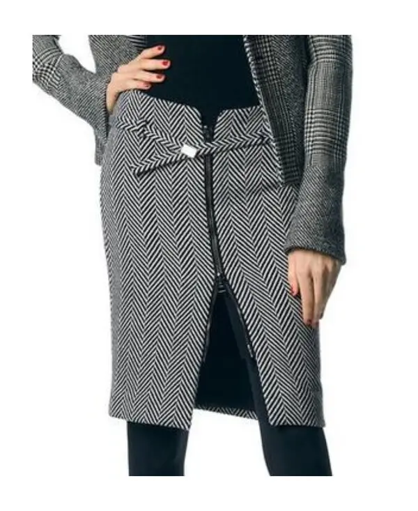 TOM FORD Chevron Pattern Zipped Midi Pencil Skirt