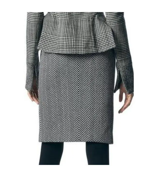TOM FORD Chevron Pattern Zipped Midi Pencil Skirt