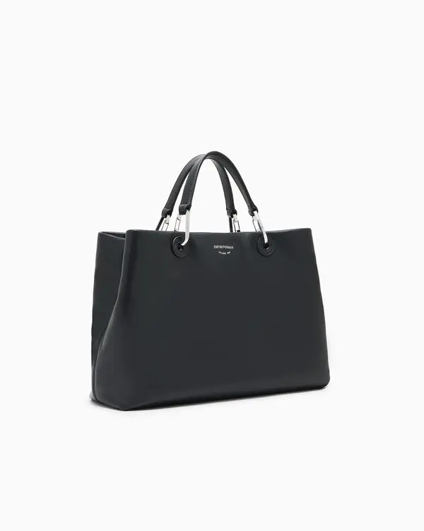 Emporio Armani Logo Stamp Medium Tote Bag - Black