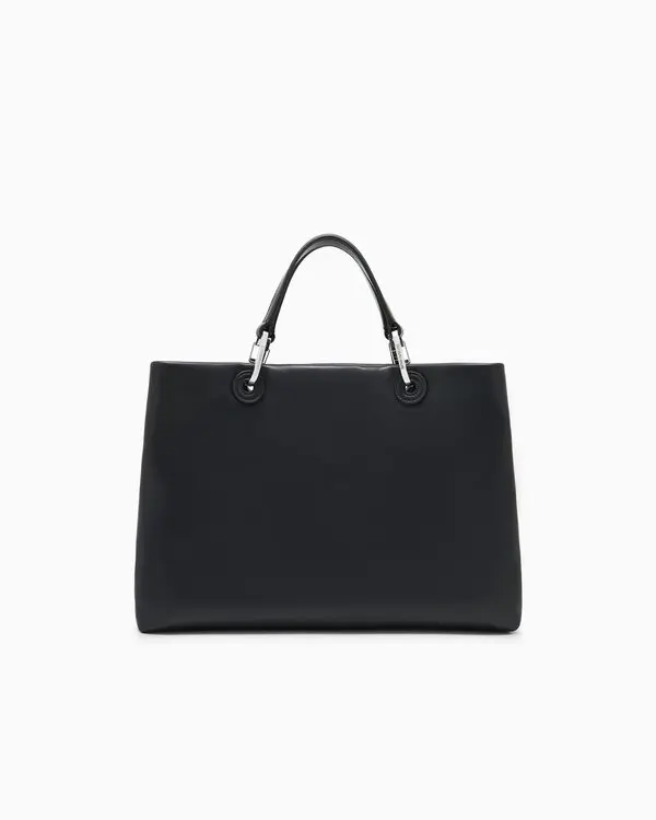Emporio Armani Logo Stamp Medium Tote Bag - Black