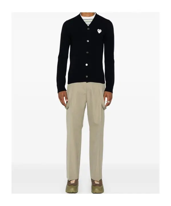 Play Comme Des Garcon V-neck Cardigan With Heart Applique