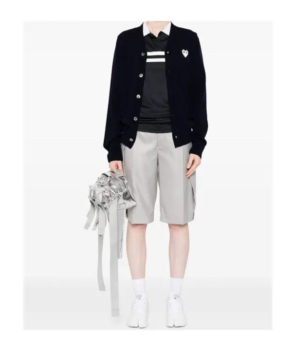 Play Comme Des Garcon V-neck Cardigan With Heart Applique