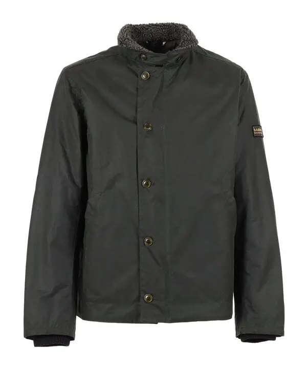 Barbour Long Sleeve Jacket With Button Closure And Textured Collar