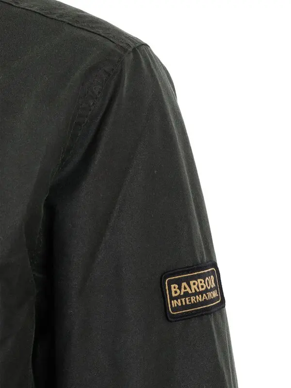 Barbour Long Sleeve Jacket With Button Closure And Textured Collar