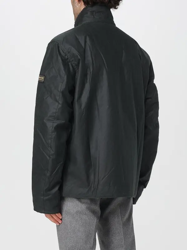 Barbour Long Sleeve Jacket With Button Closure And Textured Collar