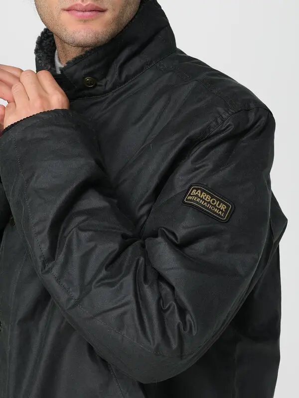 Barbour Long Sleeve Jacket With Button Closure And Textured Collar
