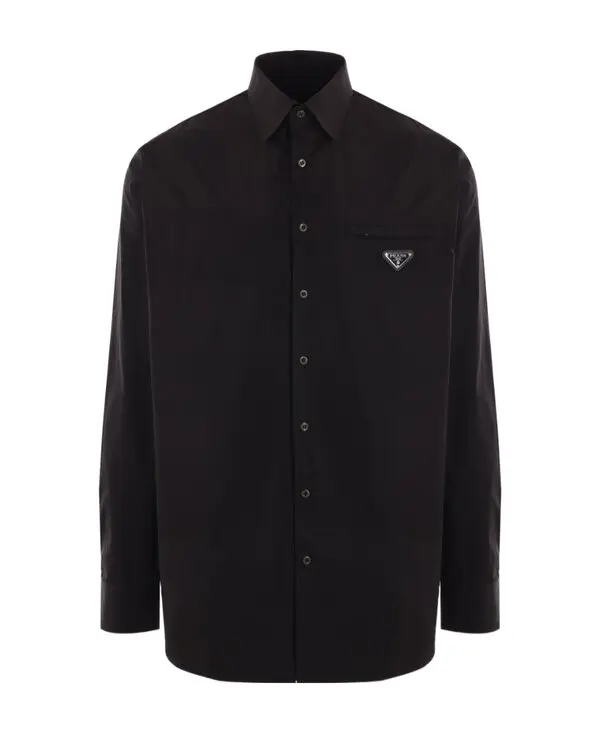Prada Logo Plaque Long-sleeved Shirt