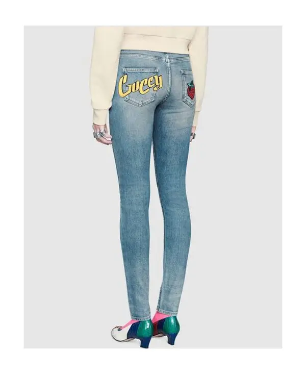 Gucci Logo Patch Skinny Fit Jeans