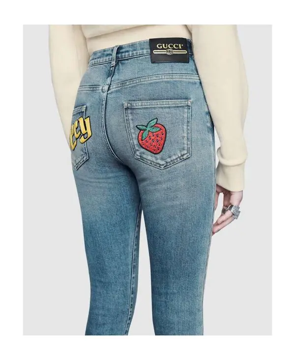 Gucci Logo Patch Skinny Fit Jeans