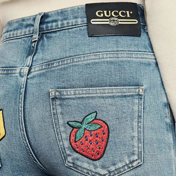 Gucci Logo Patch Skinny Fit Jeans