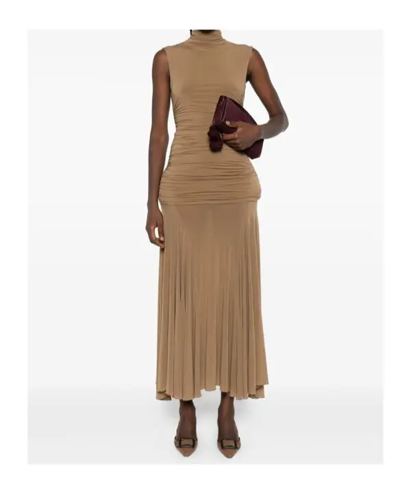 Magda Butrym Sleeveless High Neck Draped Maxi Dress