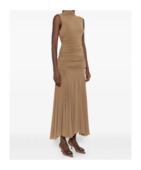 Magda Butrym Sleeveless High Neck Draped Maxi Dress
