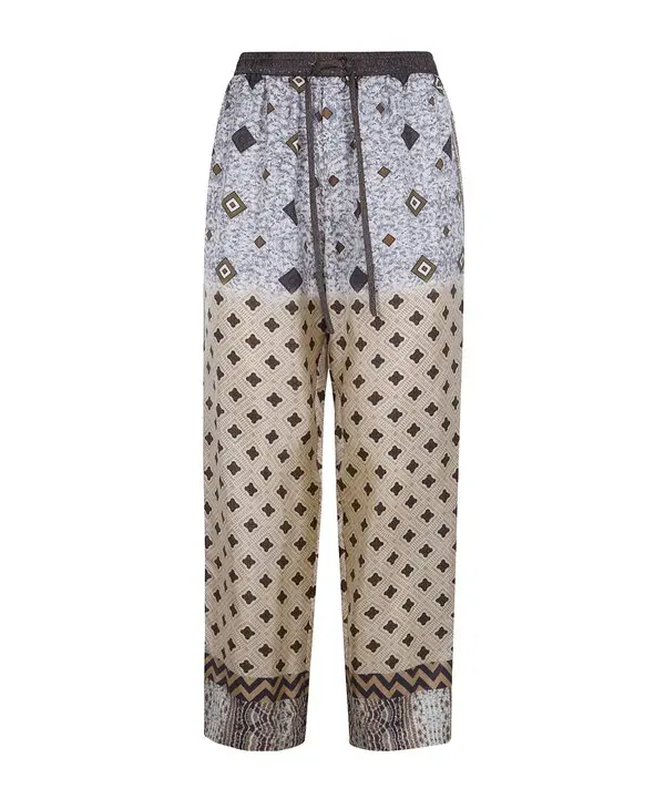 PIERRE-LOUIS MASCIA Printed Wide-leg Trousers - Nude
