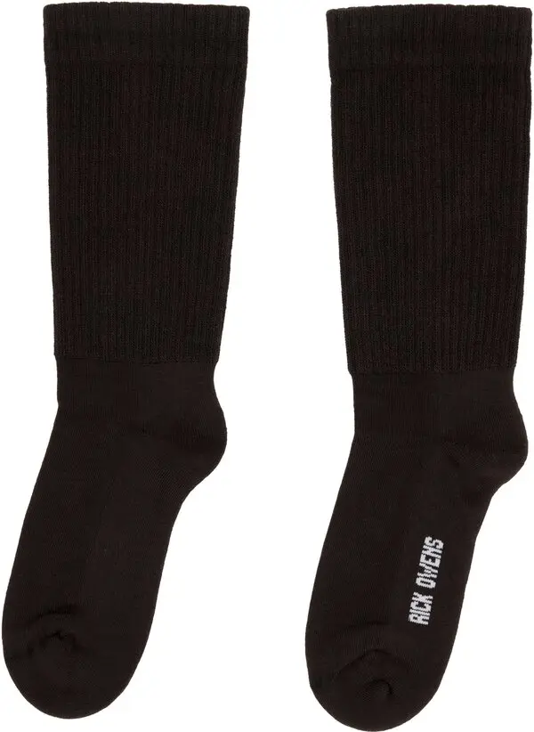 Rick Owens Logo Intarsia Knit Mid Calf Socks