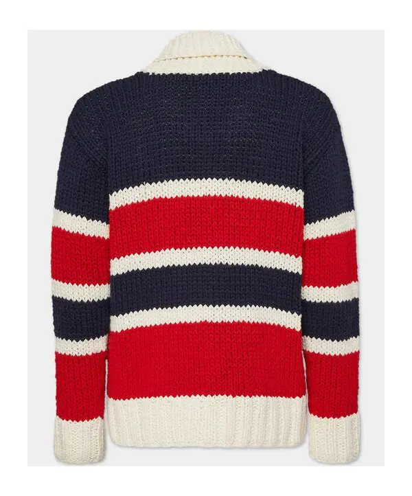 Dsquared2 Striped Knit Cardigan With Bear Appliqu