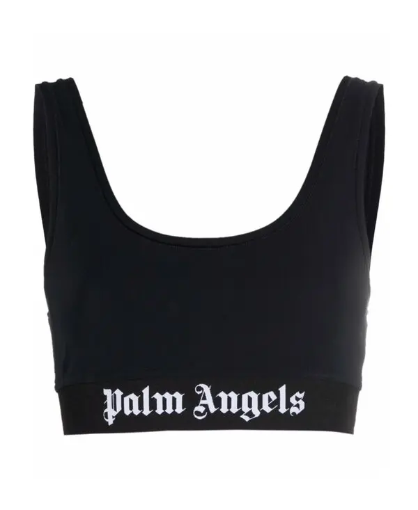 Palm Angels Scoop Neck Cropped Vest Top - Black