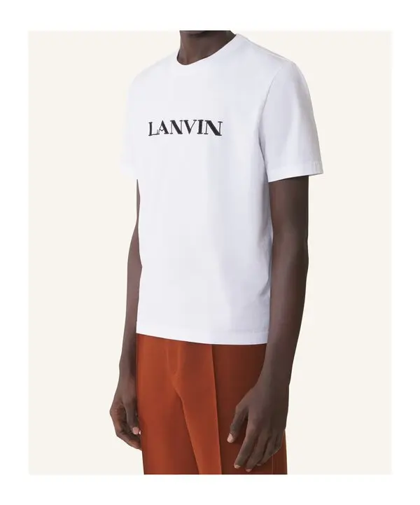 LANVIN Logo-embroidered Cotton T-shirt - Optical White
