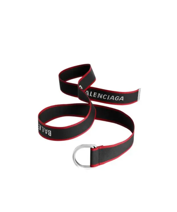 Balenciaga Logo Jacquard Belt - Black And Red