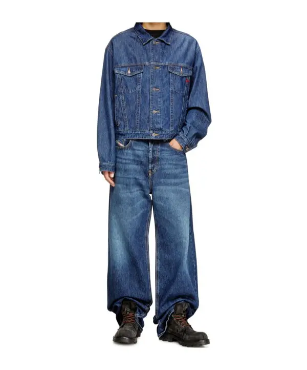 DIESEL® D-ranger Embroidered Denim Trucker Jacket - Medium Blue