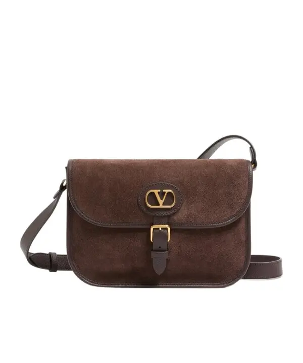 Valentino Garavani Antibes Foldover Top Shoulder Bag - Dark Brown
