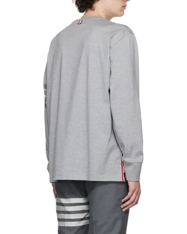 Thom Browne 4-bar Stripe Crewneck Sweatshirt - Light Grey