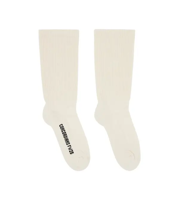 Rick Owens Logo Intarsia-knit Mid Calf Socks - White