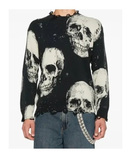 R13 Skull Pattern Pullover