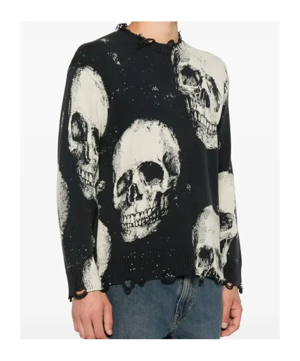 R13 Skull Pattern Pullover