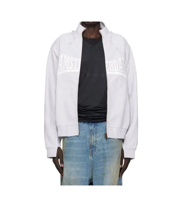 Vetements Amsterdam Zip-up Patch Sweatshirt - Gray Mixed Color