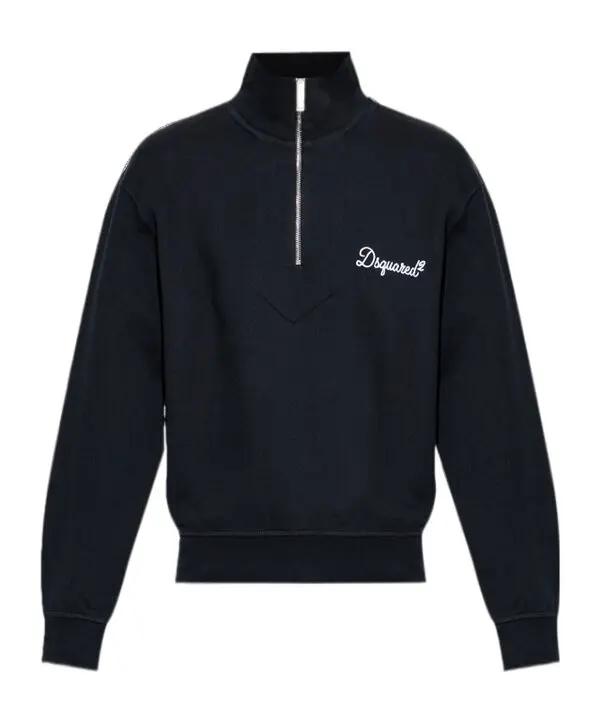 Dsquared2 Half-zip Sweatshirt With Logo Embroidery - Black