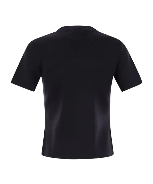 Max Mara Crewneck T-shirt With Logo - Black