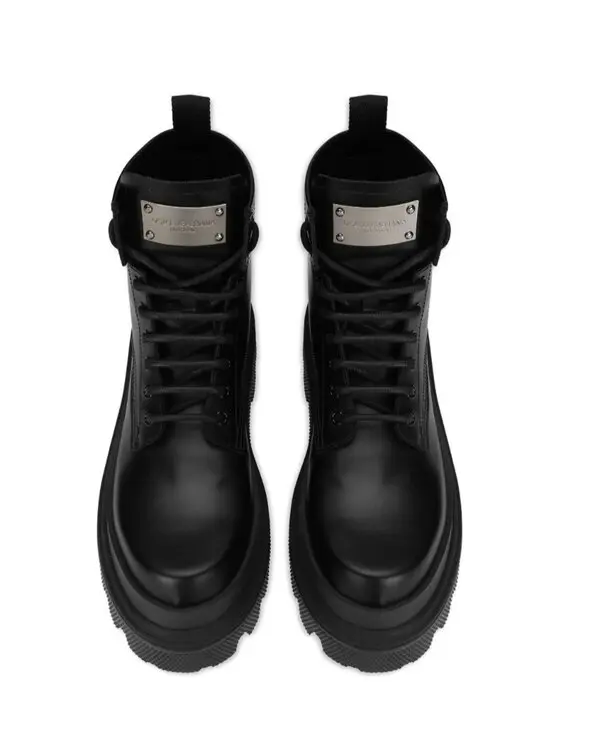 Dolce & Gabbana Logo Plaque Lace-up Ankle Boots