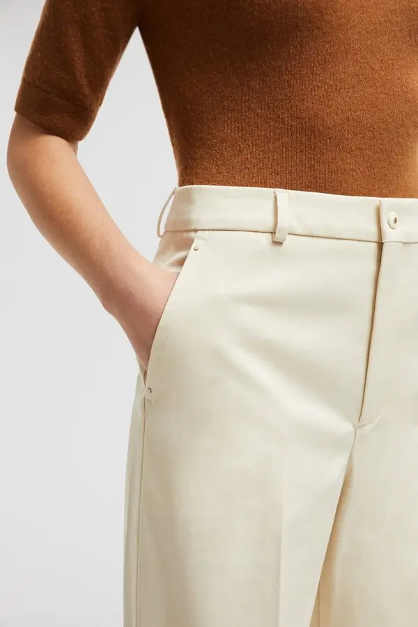 Moncler Tailored Cotton Gabardine Wide-leg Pants - Light Brown