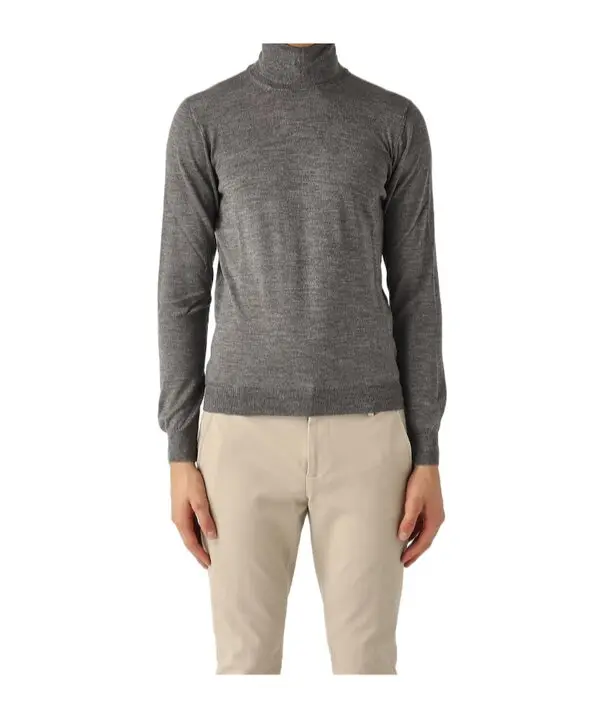GRAN SASSO Long-sleeved Turtleneck Jumper In Wool-silk Blend - Grey