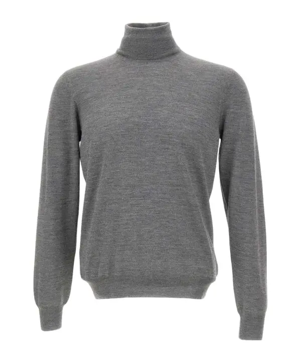 GRAN SASSO Long-sleeved Turtleneck Jumper In Wool-silk Blend - Grey
