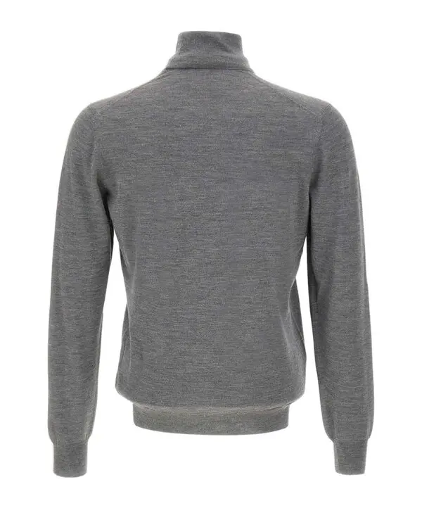 GRAN SASSO Long-sleeved Turtleneck Jumper In Wool-silk Blend - Grey
