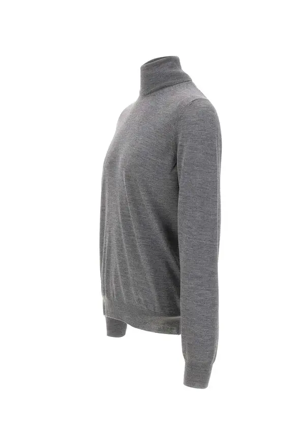 GRAN SASSO Long-sleeved Turtleneck Jumper In Wool-silk Blend - Grey