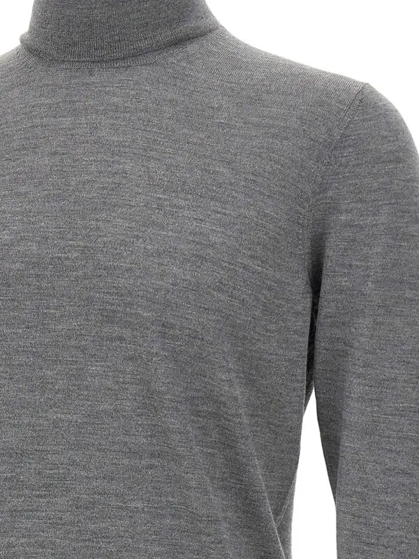 GRAN SASSO Long-sleeved Turtleneck Jumper In Wool-silk Blend - Grey