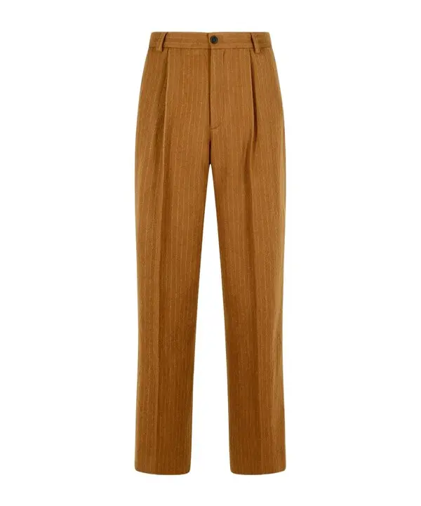 Dries Van Noten Mid-rise Straight Leg Pleated Trousers - Brown