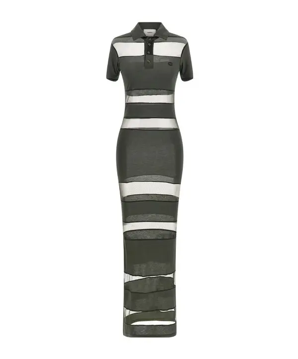 Coperni Striped Sheer Polo Dress - Green