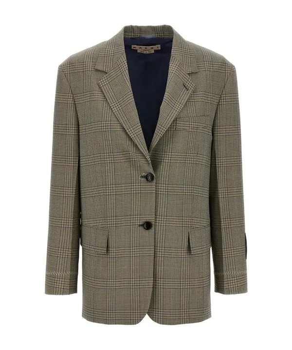 Marni Prince Of Wales Checked Single-breasted Blazer
