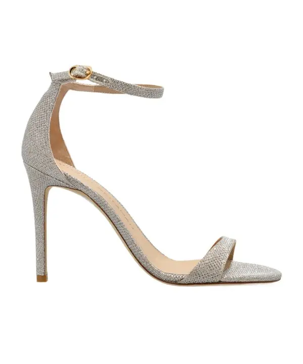 STUART WEITZMAN Open-toe Stiletto Sandals With Buckle Detail - Silver
